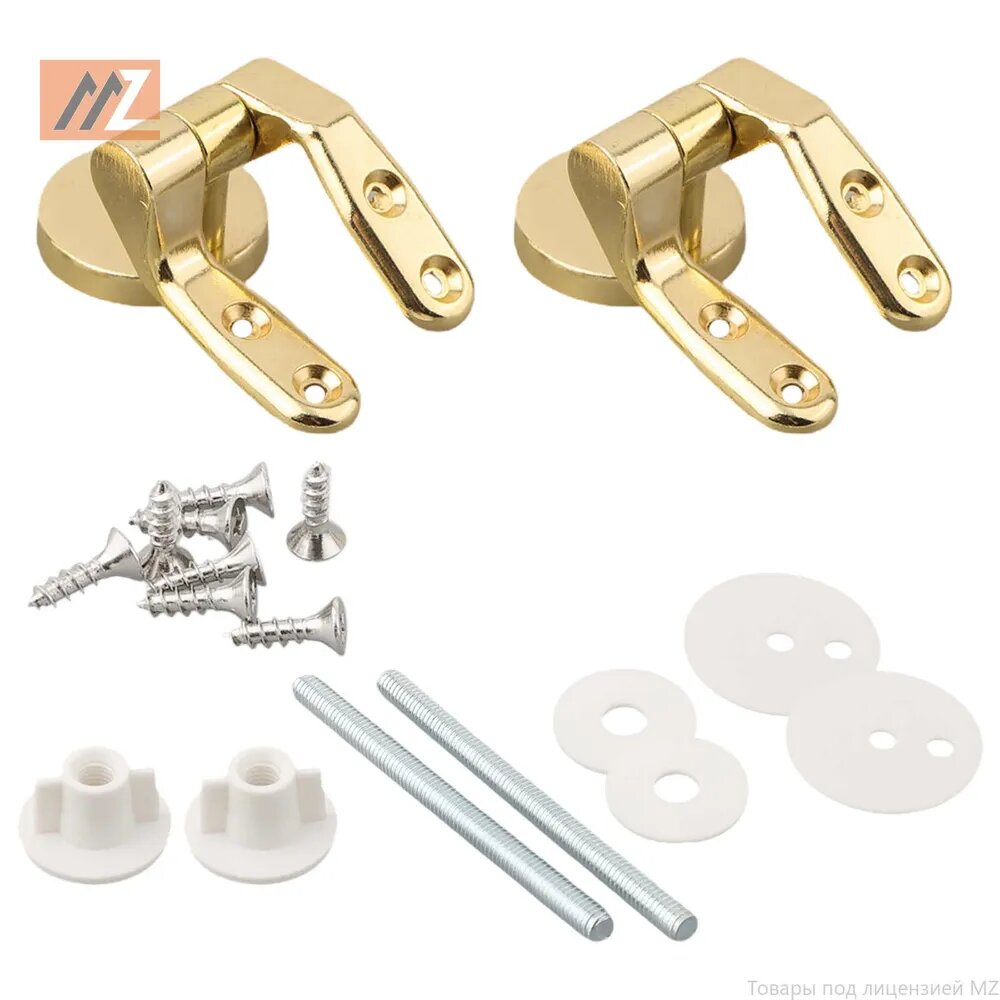 Золотые туалетные петли для унитаза, комплект из 18 шт, металлические крепления для сиденья