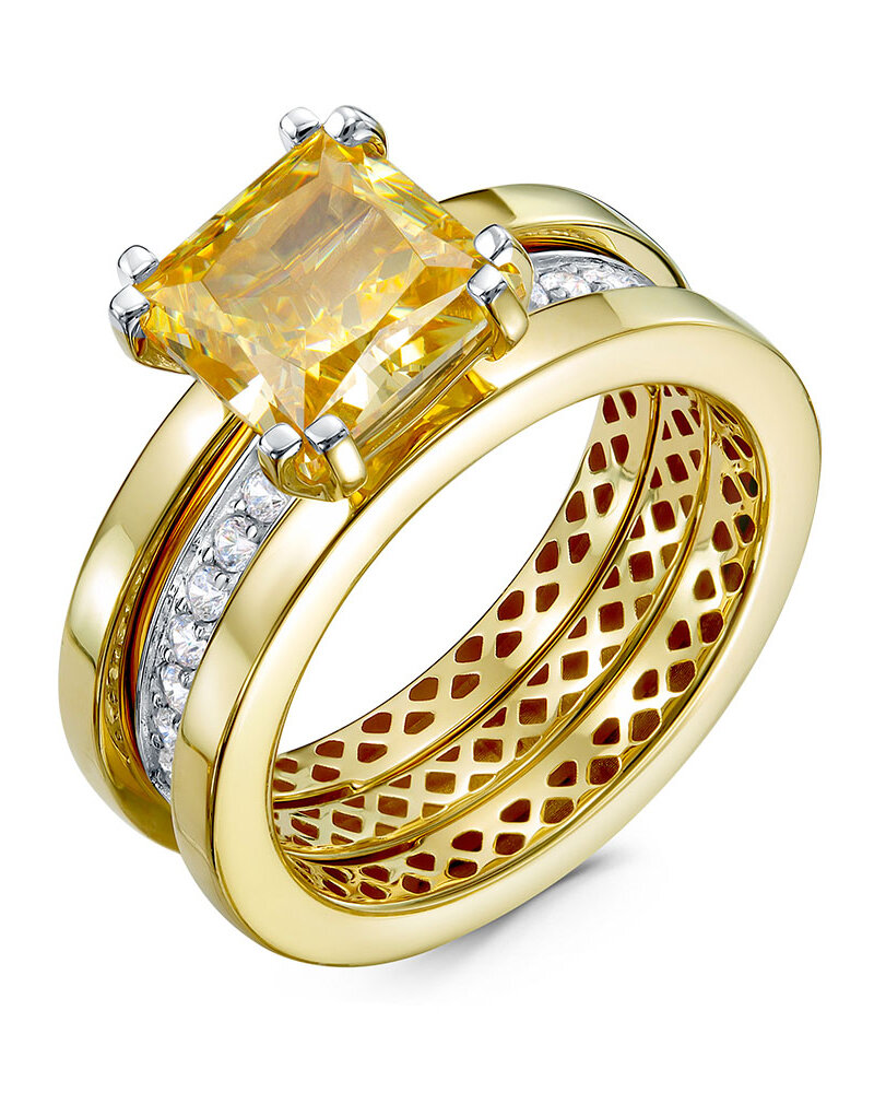 Кольцо на фалангу, разъемное BERGER, желтое золото, 585 проба, бриллианит, фианит