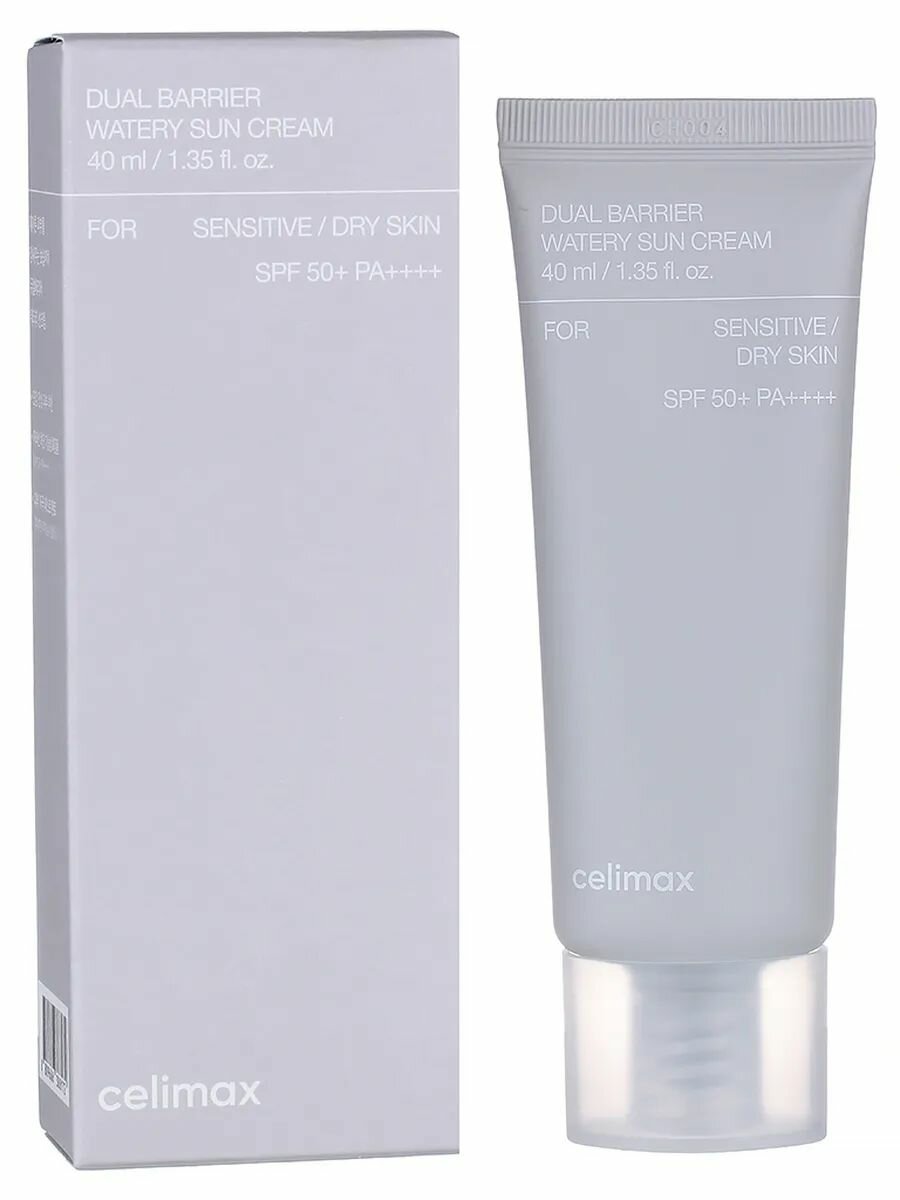 Солнцезащитный крем для лица Celimax Dual Barrier Watery Sun Cream SPF50+ PA++++ для чувствительной и сухой кожи, 40 мл