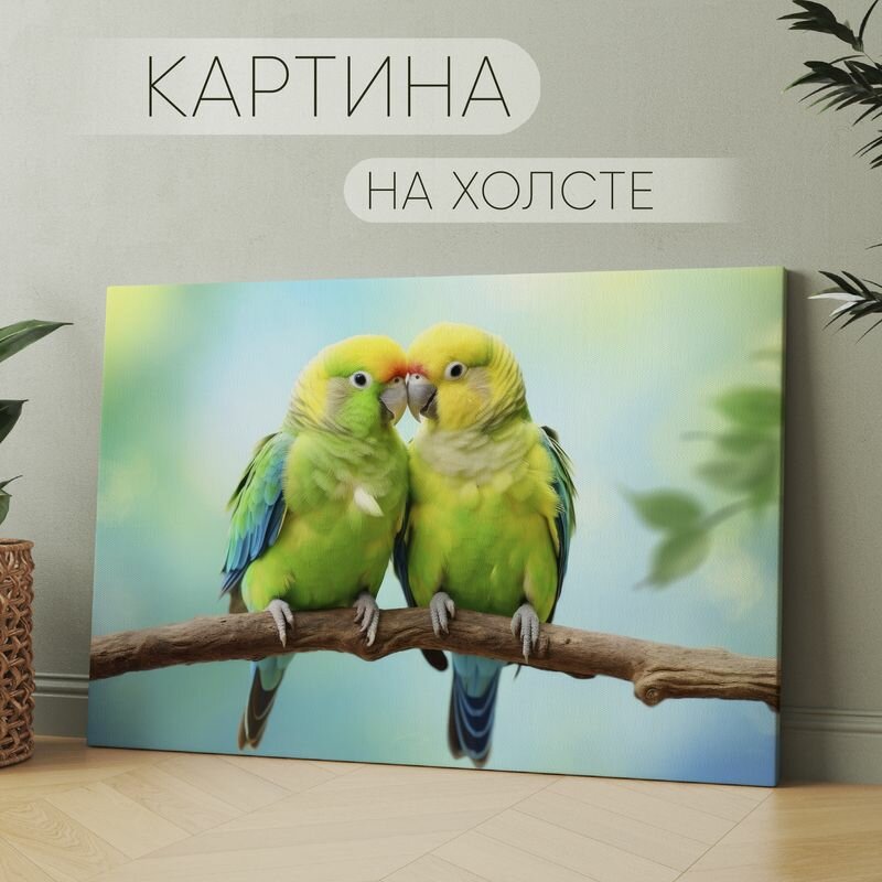 Картина на холсте птица Попугай (11) 20х30 см