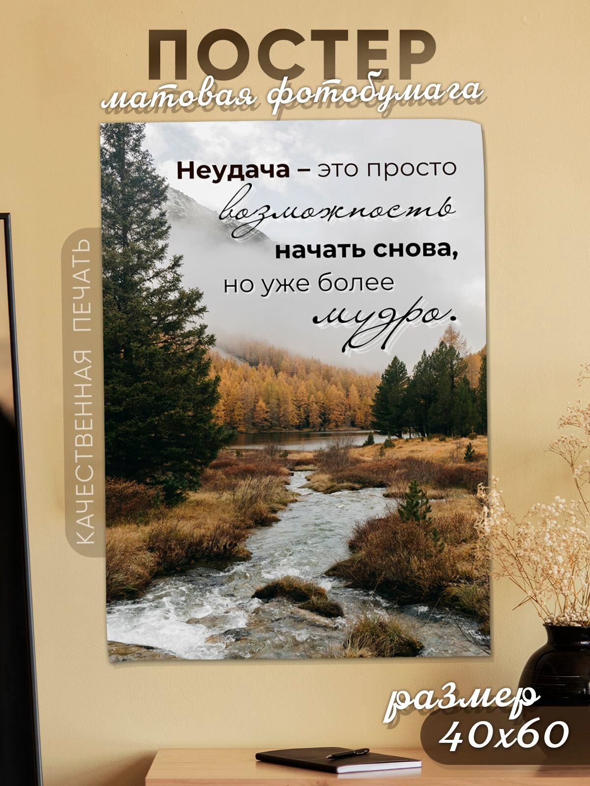 Постер с надписью Мотивация Аффирмация (47) 40х60