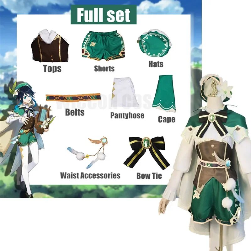 Genshin Impact косплей костюм Venti для взрослых XXL, Costume2