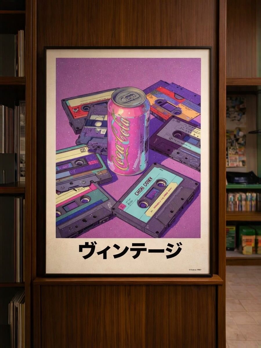 Постер в японском ретро стиле футуризм/плакат аниме гранж VHS интерьерная печать