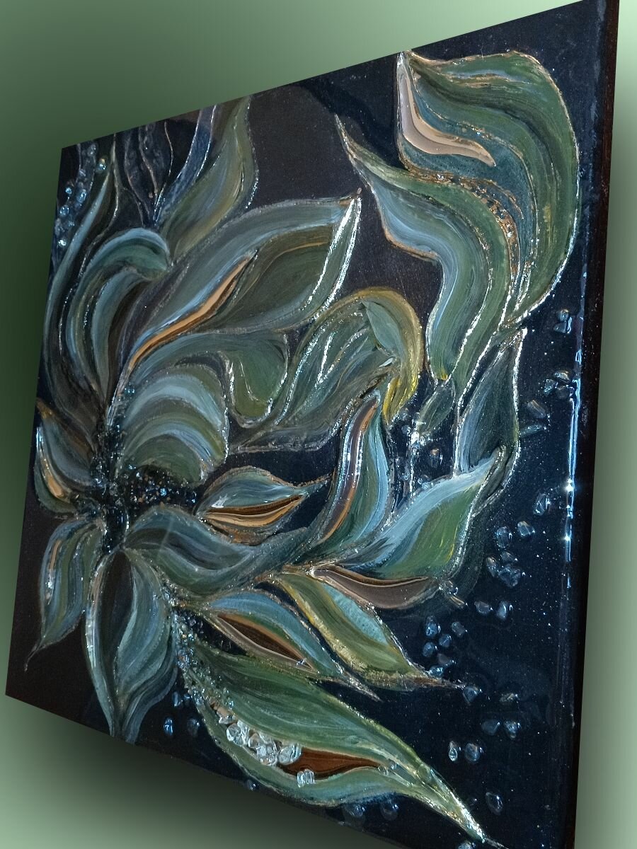 Зеркальная картина "Тюльпан олива". Ручная работа. Размер 45х45 см