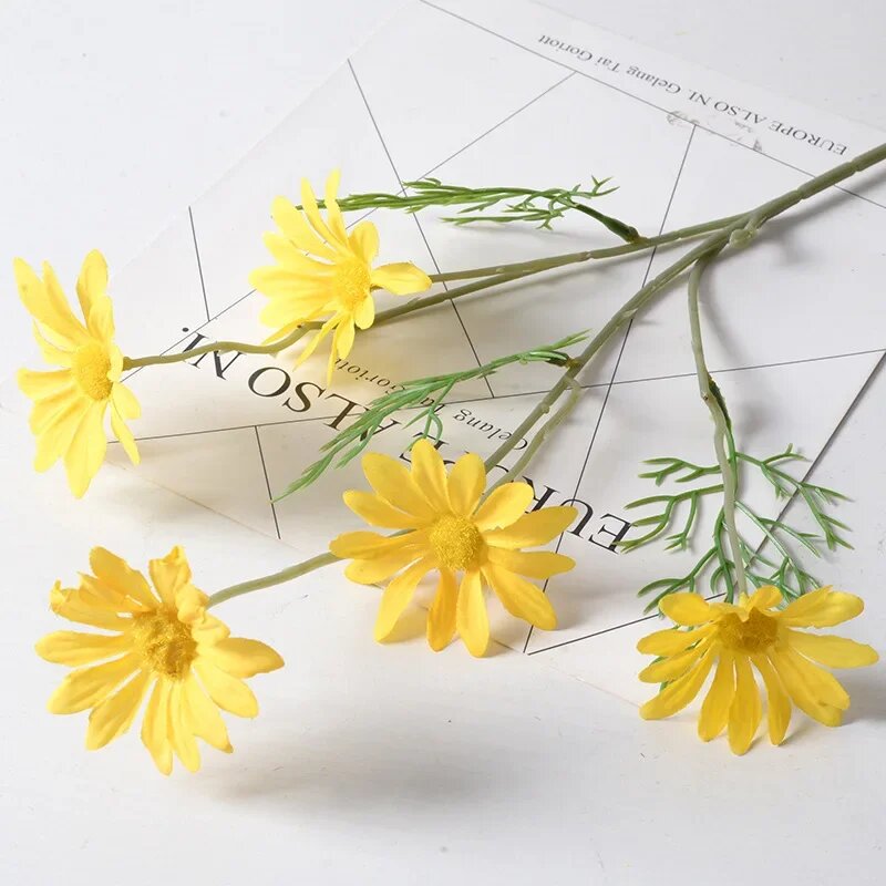 MOONBIFFY искусственные ромашки, белые, 1 шт. yellow