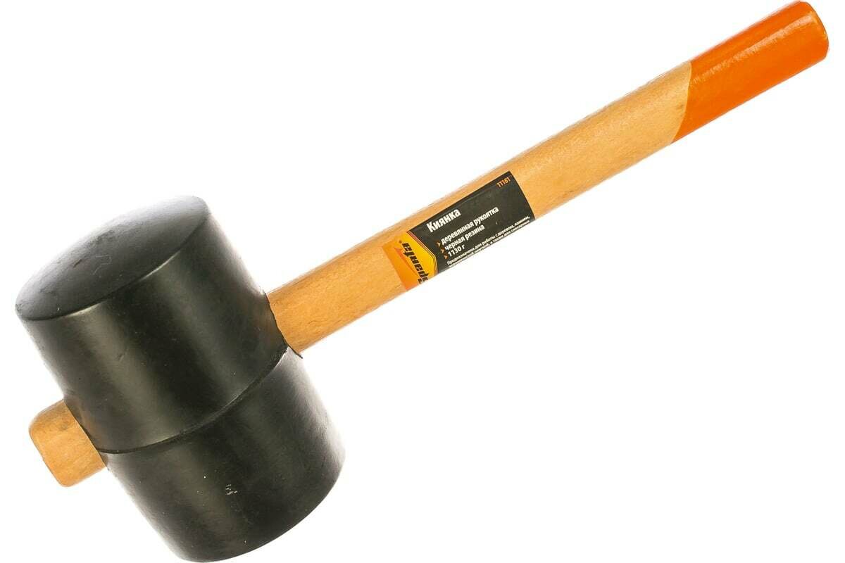 Резиновая киянка, 1130 г, деревянная рукоятка черная резина, SPARTA 11161