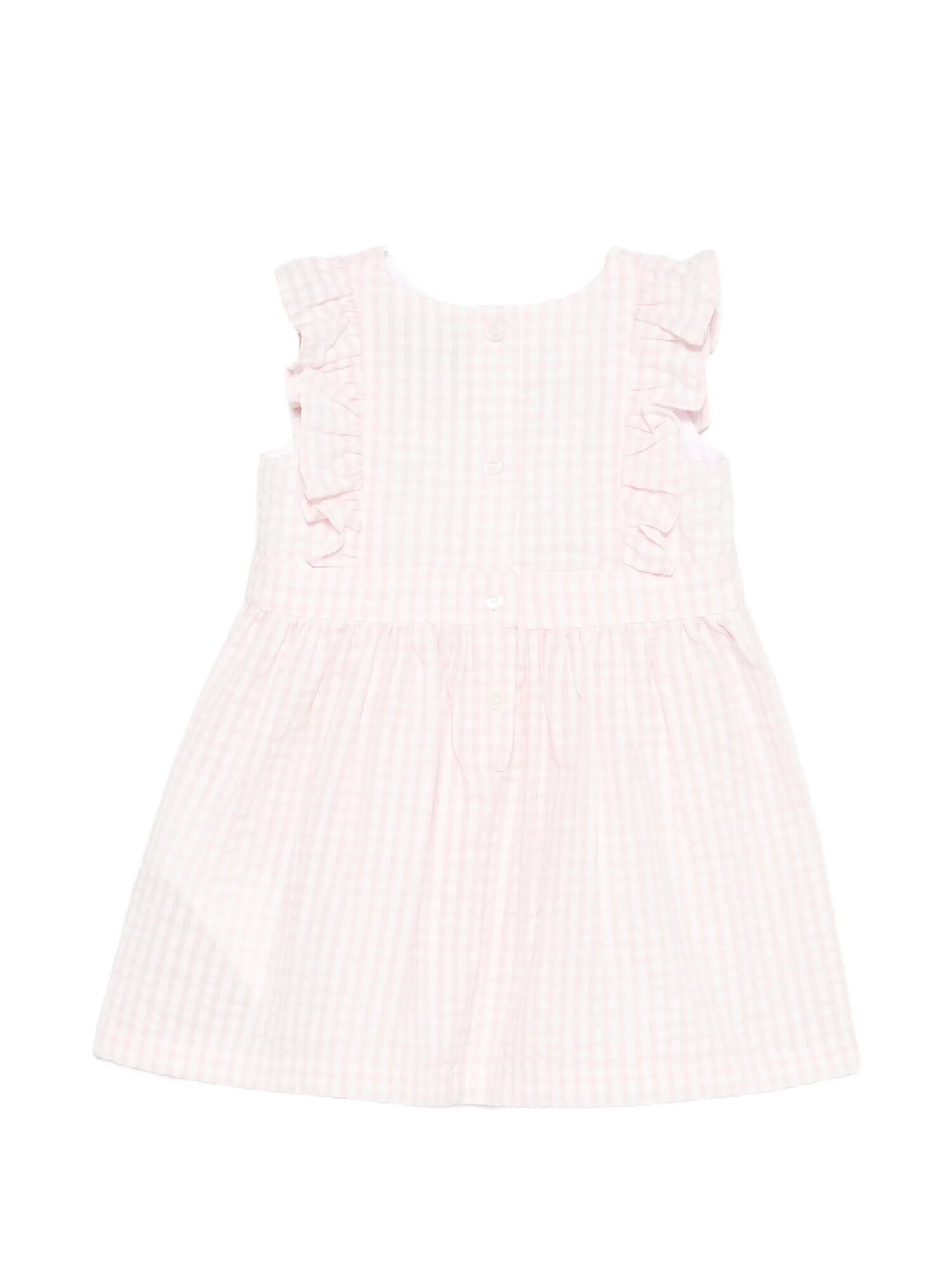 Платье MOSCHINO Gingham-pattern ruffled dress, размер 2 года, кораллово-розовый — фото 1