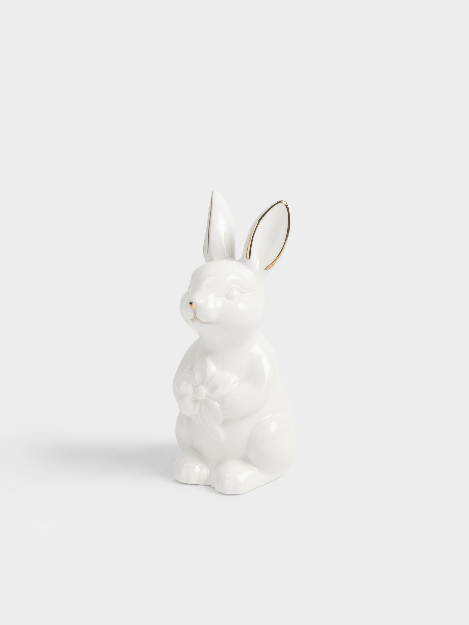 Статуэтка с подсветкой, 13 см, фарфор P, бело-золотистая, Кролик, Rustic Easter, Kuchenland