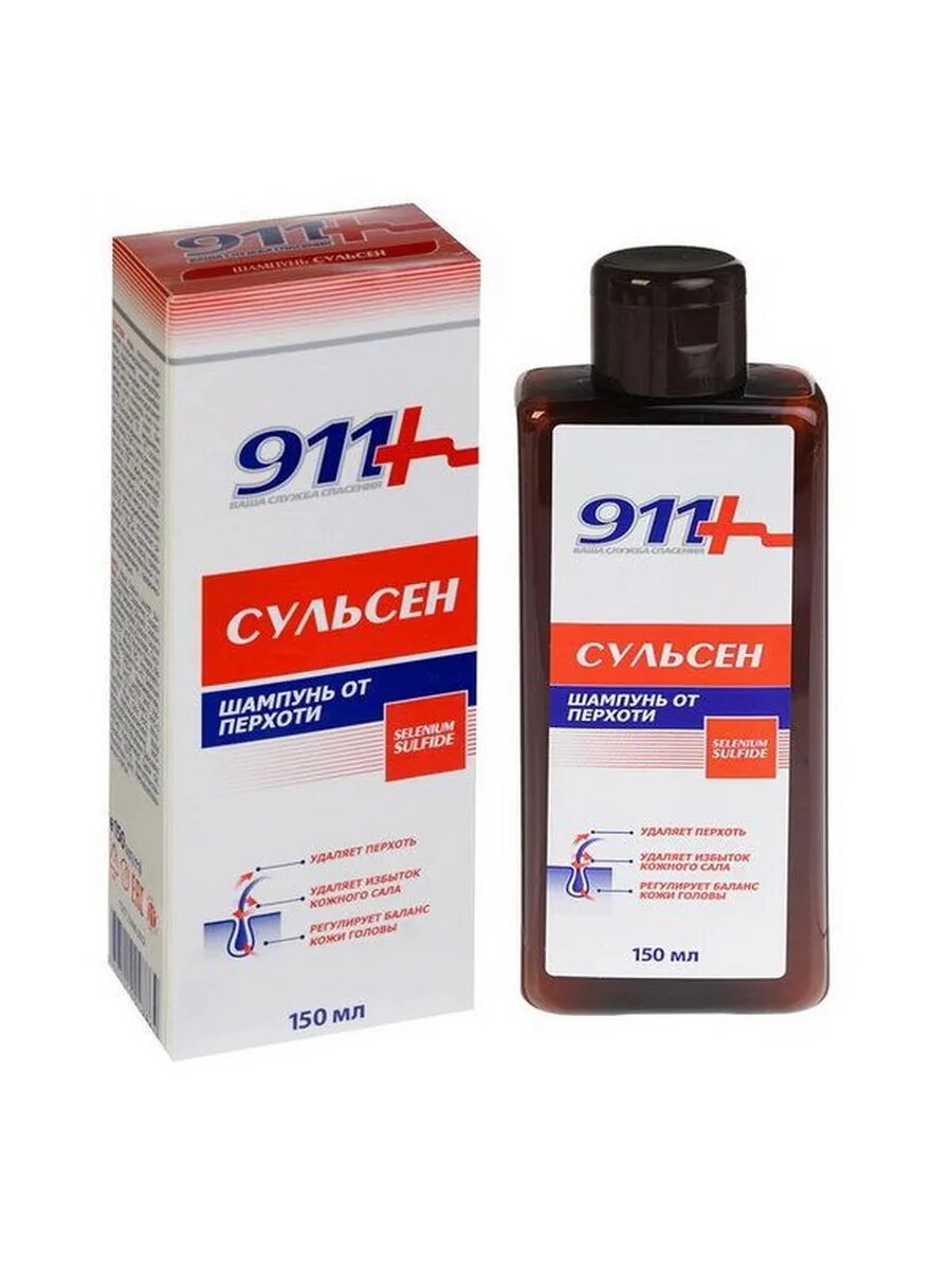 911 Сульсен шампунь против перхоти, шампунь, 150 мл, 1шт.