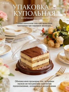 Купольная упаковка для мыла, пирожных, 50 шт, прозрачная
