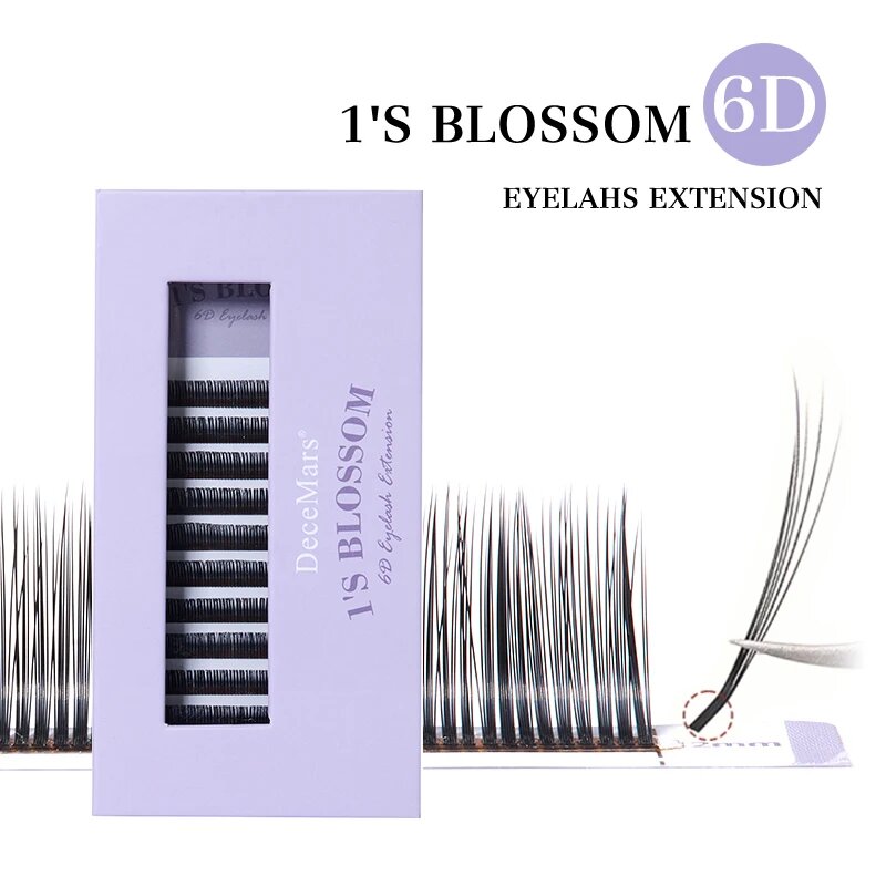 Наращивание ресниц DeceMars 1'S Blossom 3D 5D 6D D, 15 мм, 1S Blossom 6D
