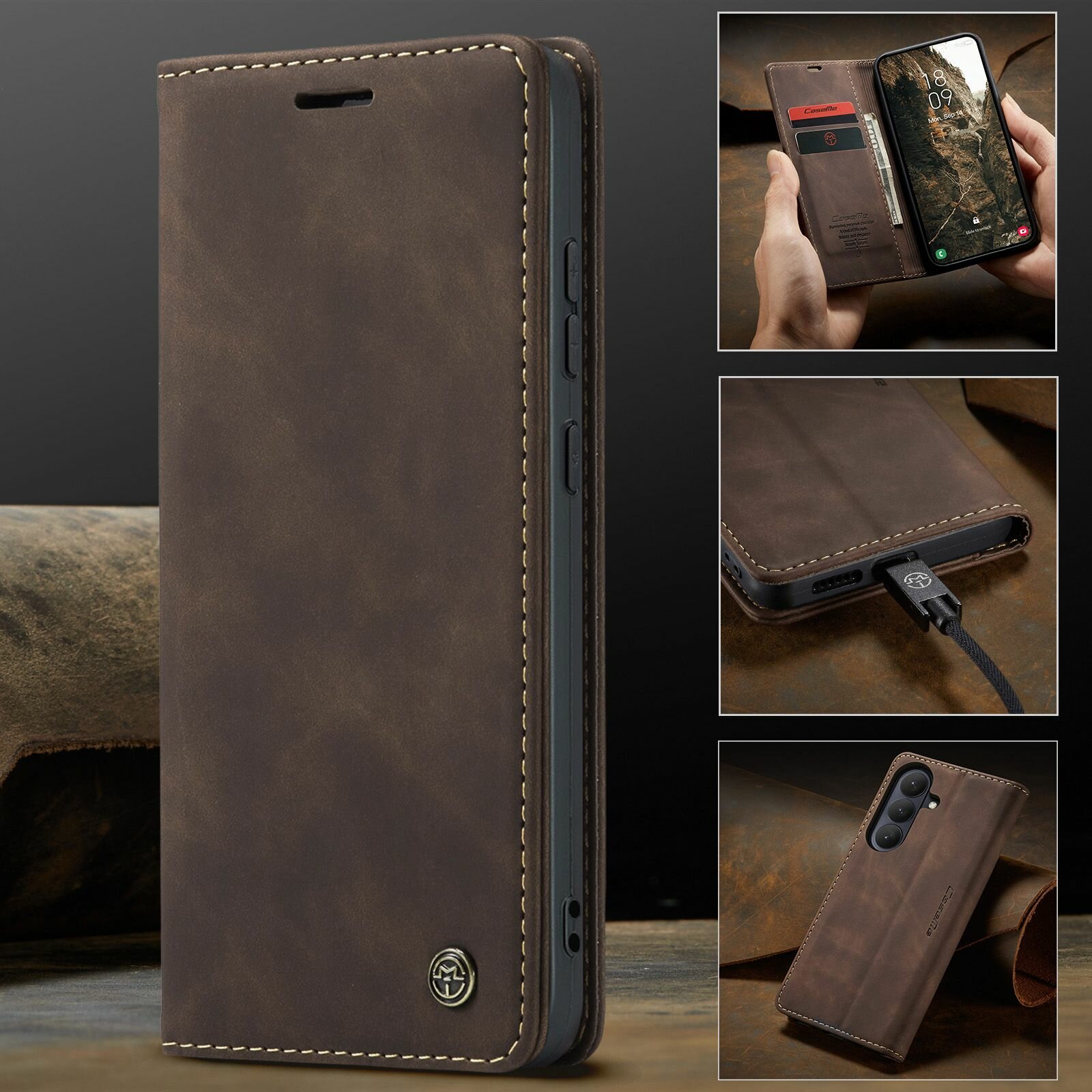 Чехол-книжка CaseMe Matte Samsung Galaxy S26 коричневый