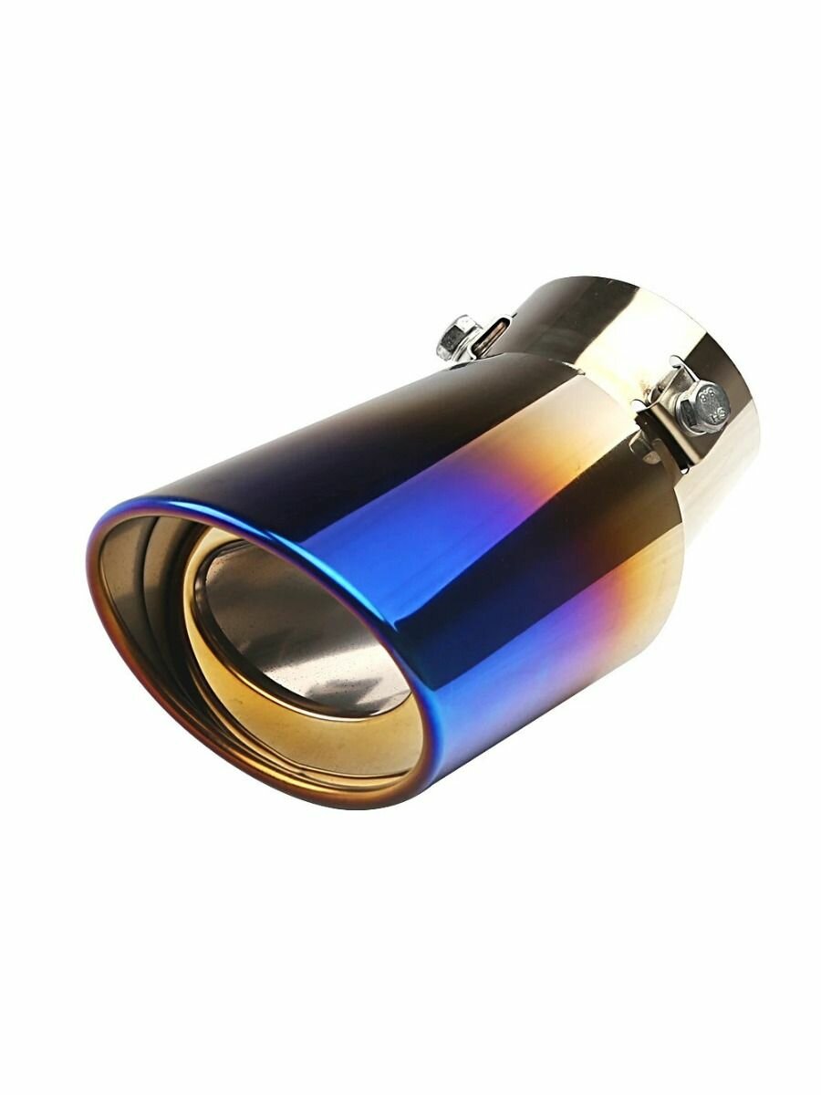 Насадка на глушитель, диаметр 60 мм, длина 136 мм арт. насадка на глушитель авто Изогнутый синий