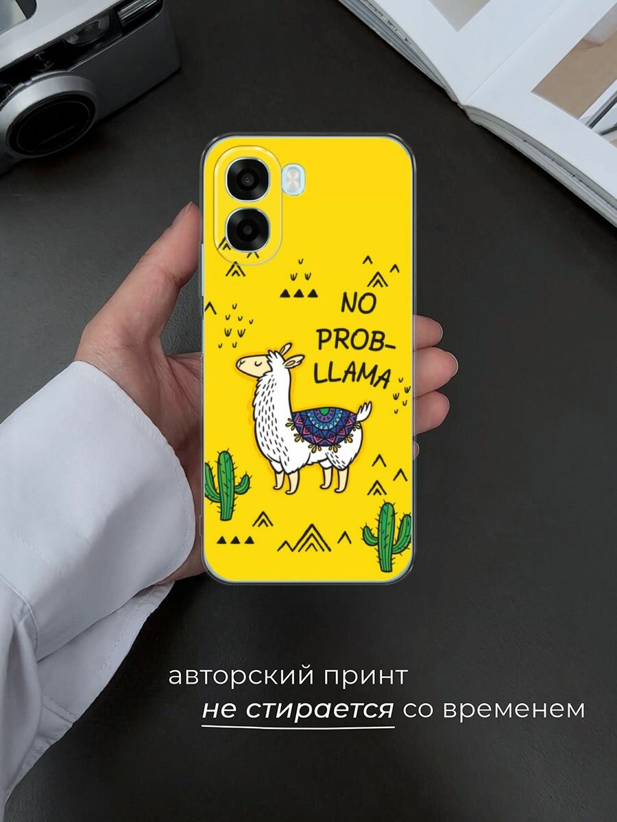 Силиконовый чехол на Oppo A6x / Оппо A6x с принтом No probLLama — фото 1