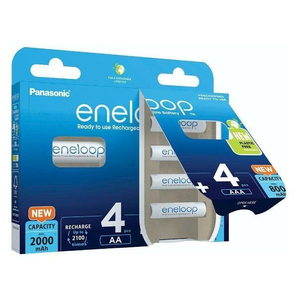 Аккумуляторная батарея Panasonic Eneloop AA 2000 + AAA 800 (BK-KJMCDE44E) (4+4)шт