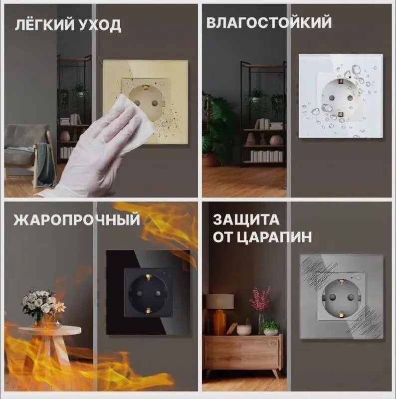 Умная розетка с USB, Евровилкой и Розеткой Тип C, 2 розетки, 220В/20А, скрытый монтаж, Белый — фото 1