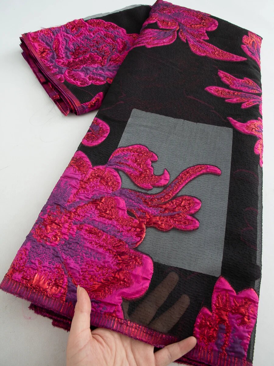 Африканская кружевная ткань, нейлон/лайкра Розовый, 46088