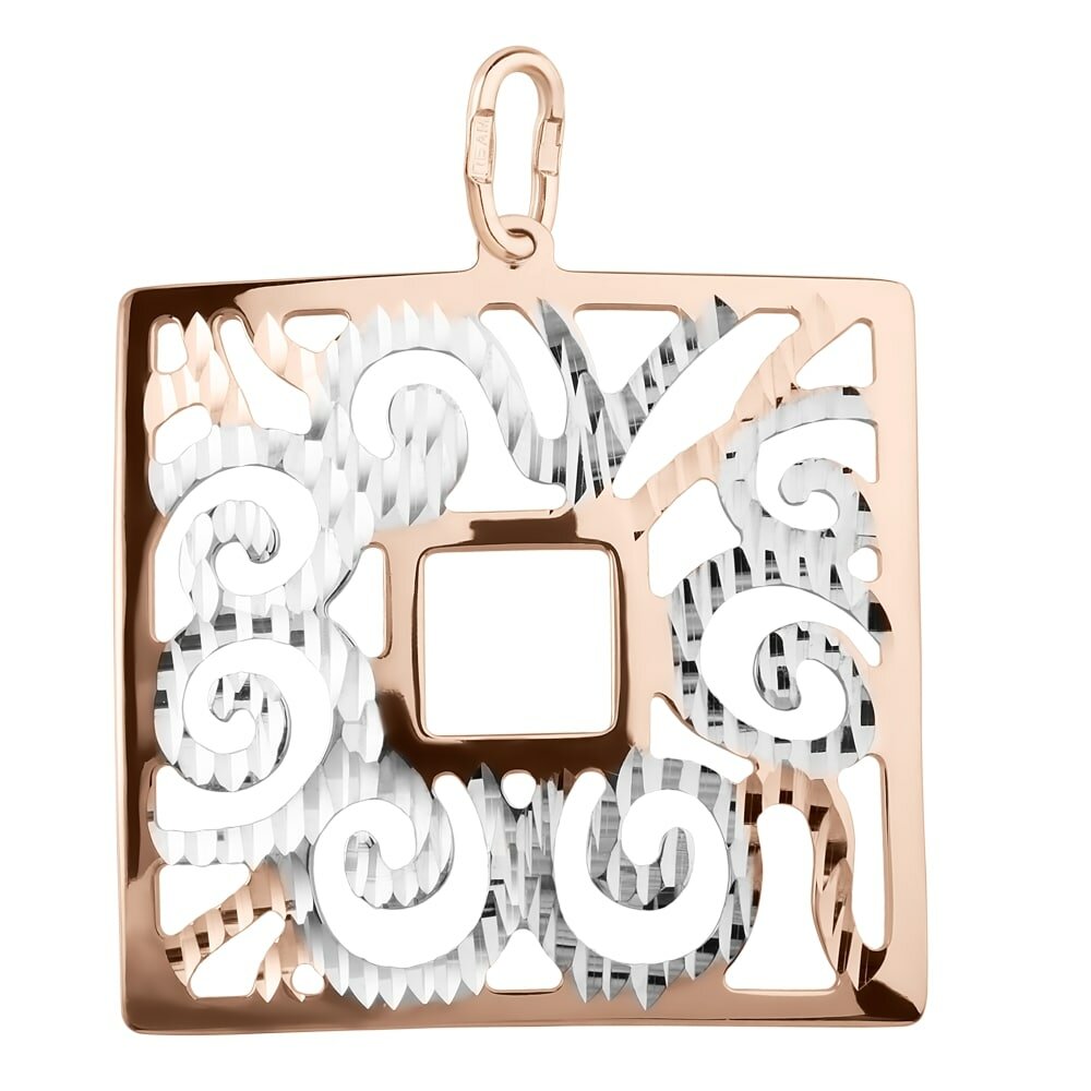 Подвеска, красное золото, 585 проба, гравировка, родирование