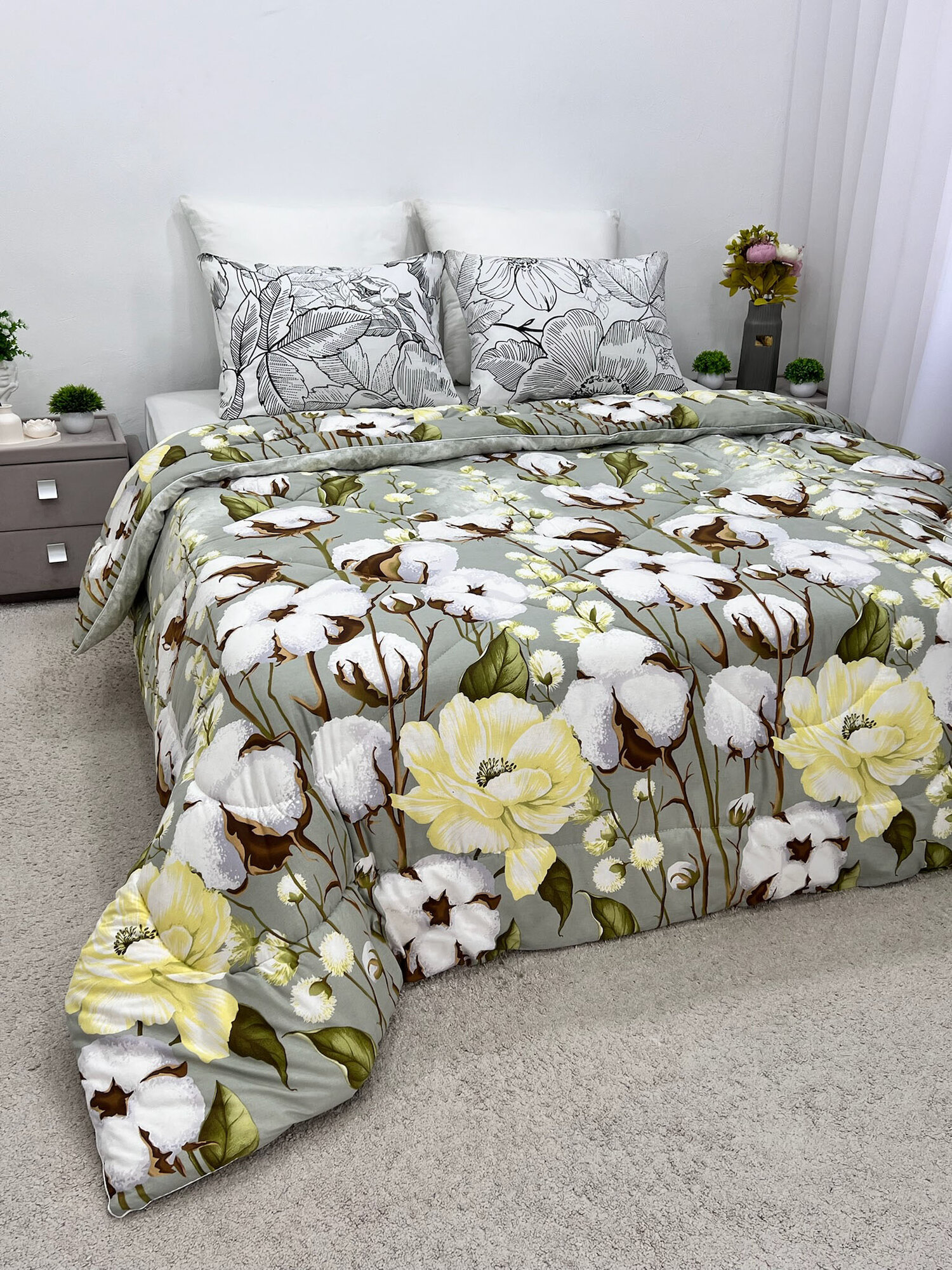 Одеяло Milo's, 2-спальное, ватный наполнитель, 172х205 см, стеганное, гипоаллергенное