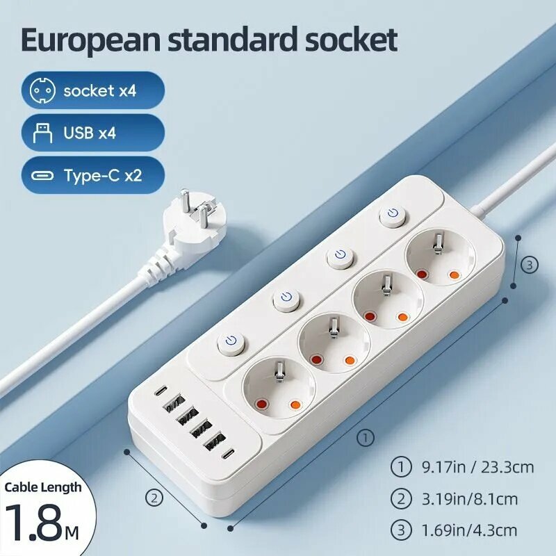 Удлинитель сетевой фильтр с usb, пилот с выключателем