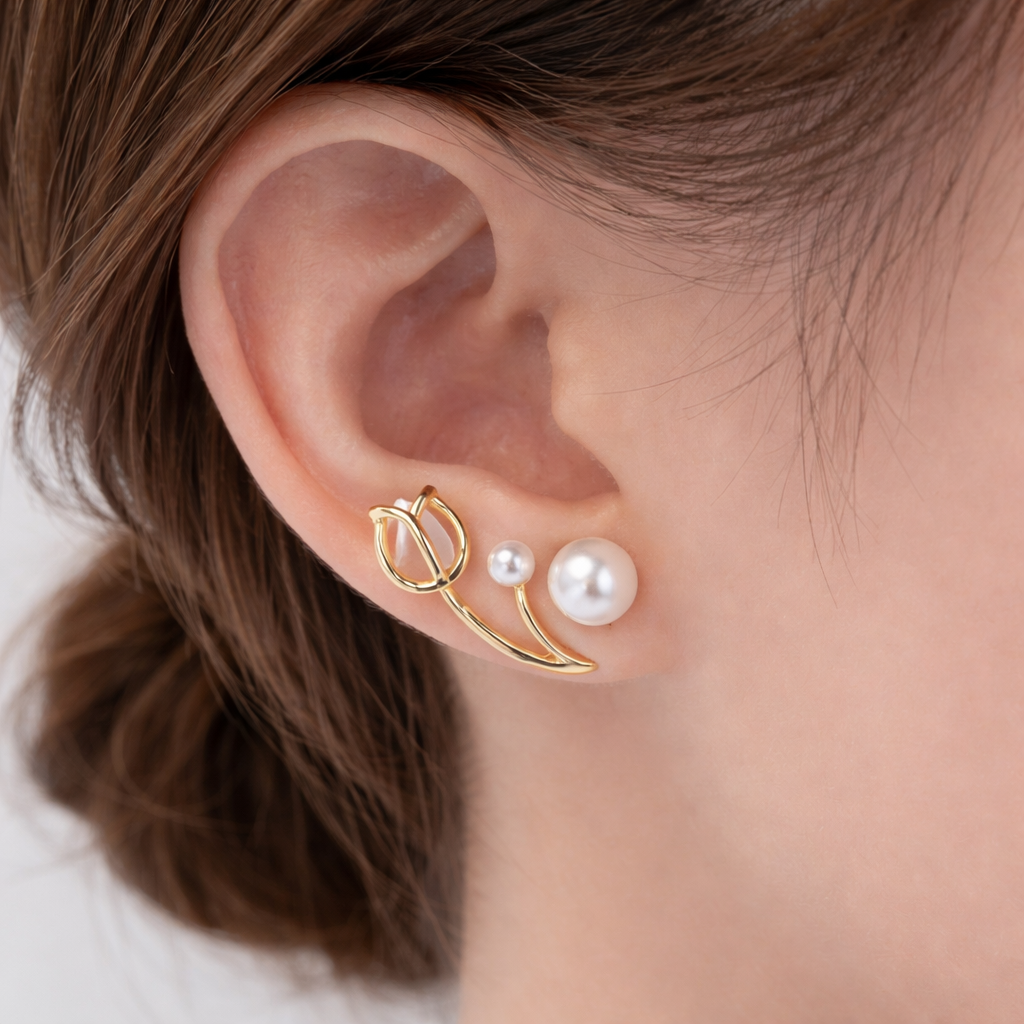 Серьги пусеты, жемчуг имитация