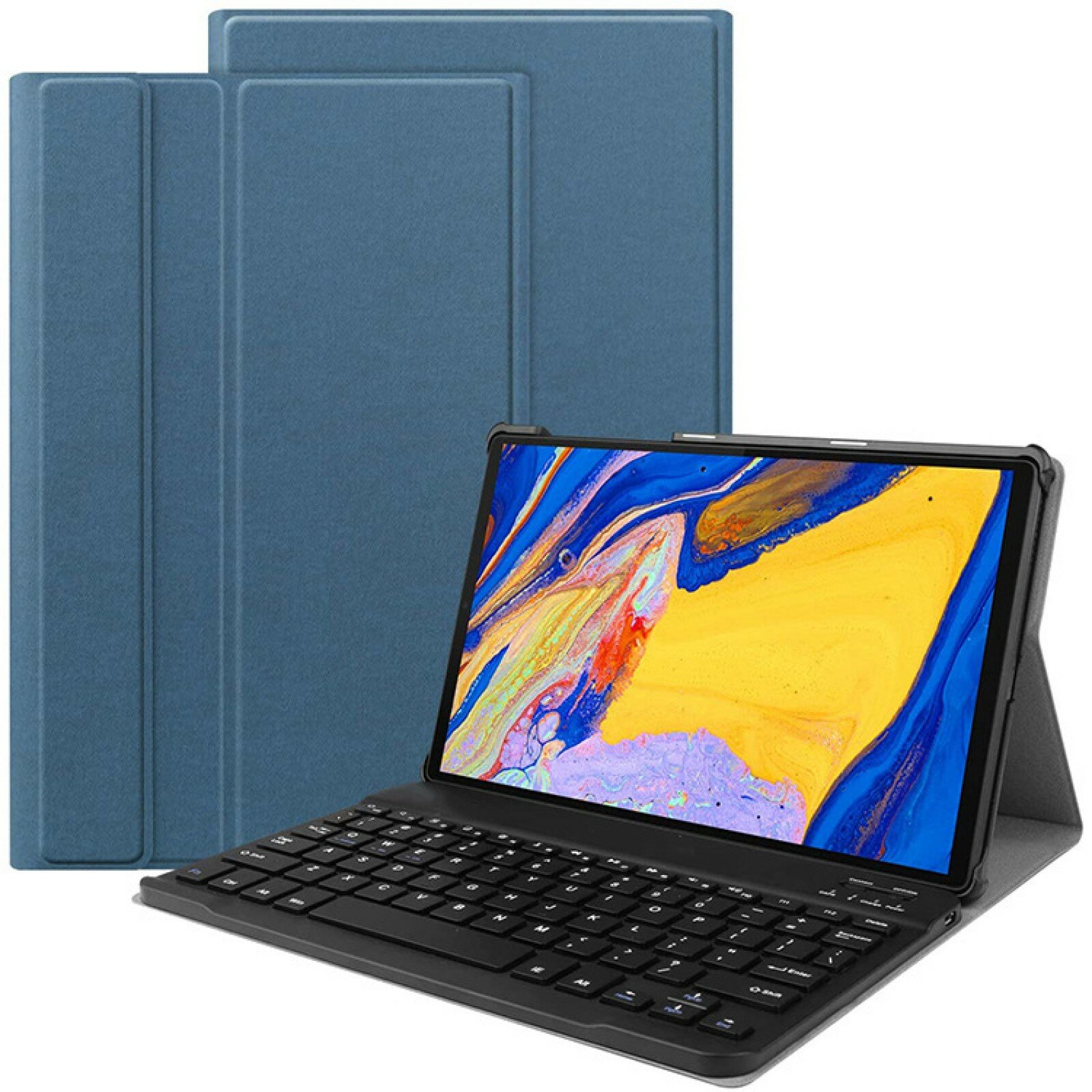 Фирменная Bluetooth клавиатура MyPads с синим кожаным чехлом для Lenovo P11 Pro 11.5 TB-J706F и Lenovo Pad Pro 2021