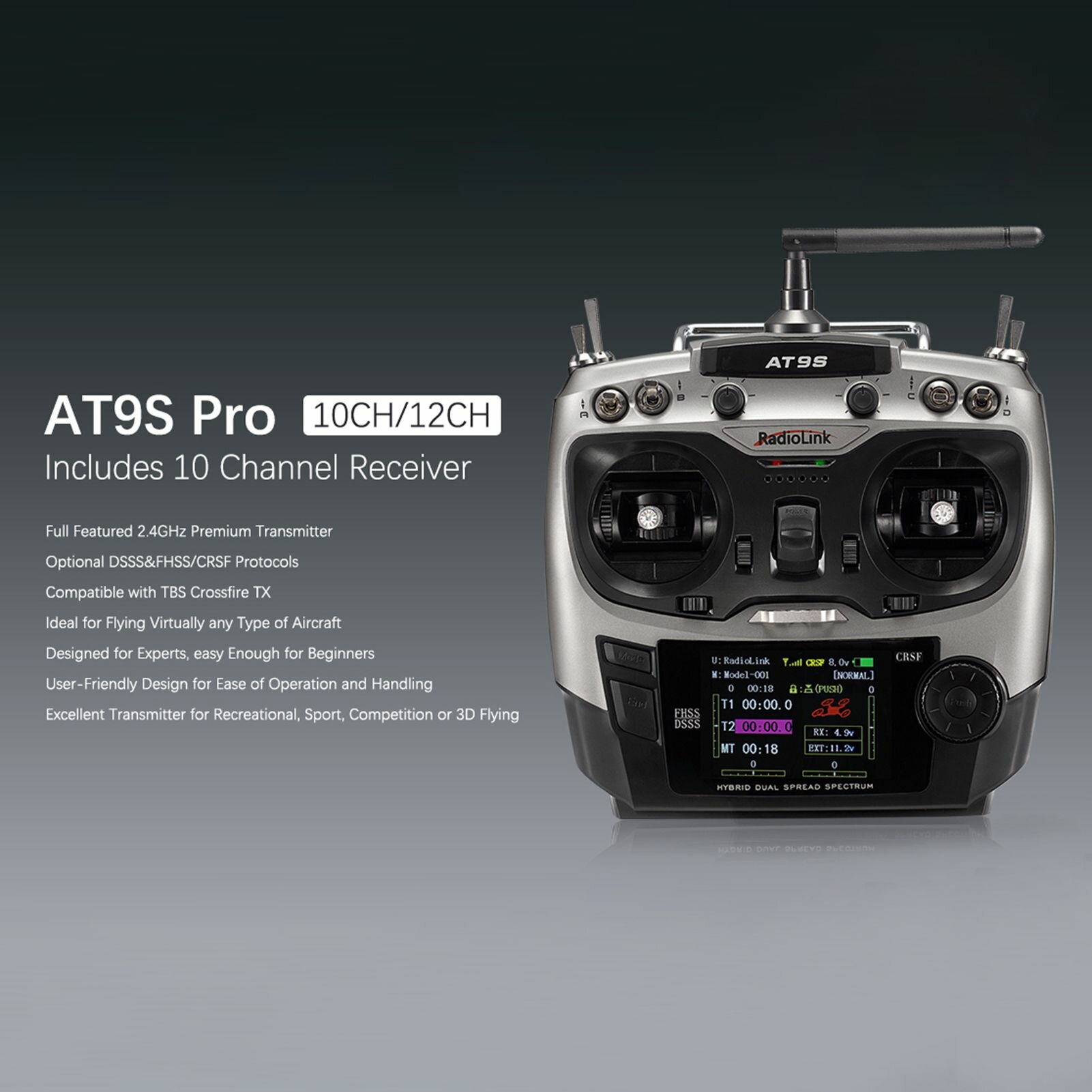 Radiolink AT9S Pro 12 каналов 2.4G RC Передатчик Режим радиоконтроллера 1 Поддержка