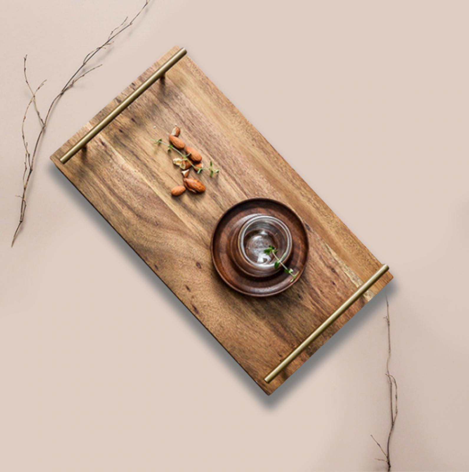 Поднос деревянный прямоугольный MyPads с ручками для подачи блюд и сервировки стола