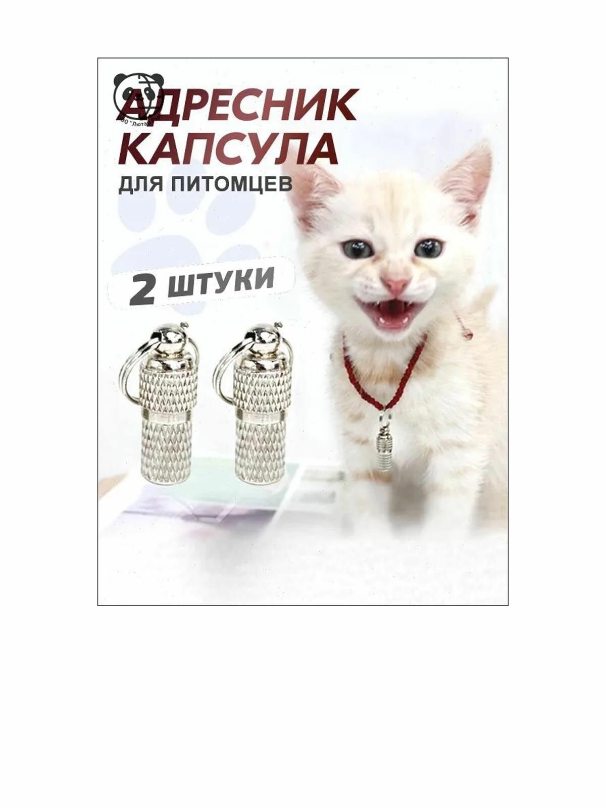 Адресник для кошек и собак, капсульный бирка для животных жетон для питомцев форма капсулы табличка для кошек
