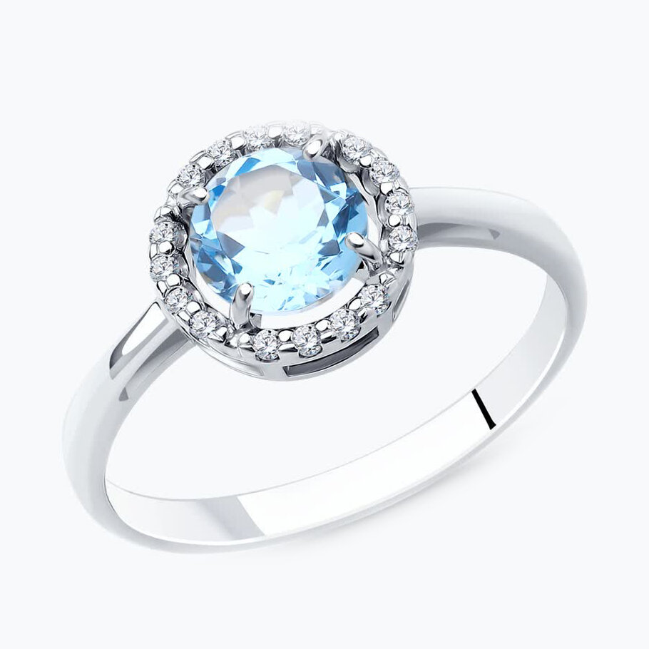 Кольцо, серебро, 925 проба, топаз, фианит