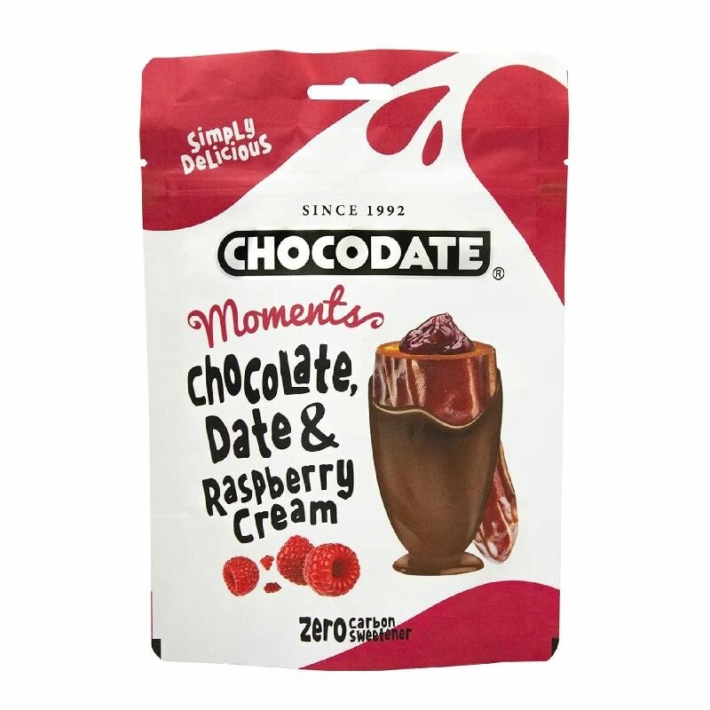 Конфеты CHOCODATE MOMENTS Финики с кремом из малины в молочном шоколаде /дой-пак/ 90г