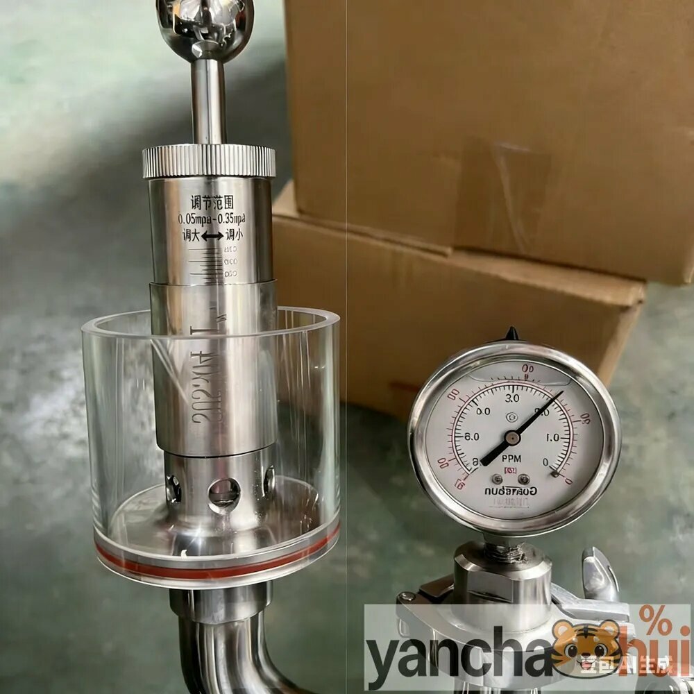 Шпунт-аппарат с манометром (левый), до 2,2 бар под Clamp DN32 нерж.