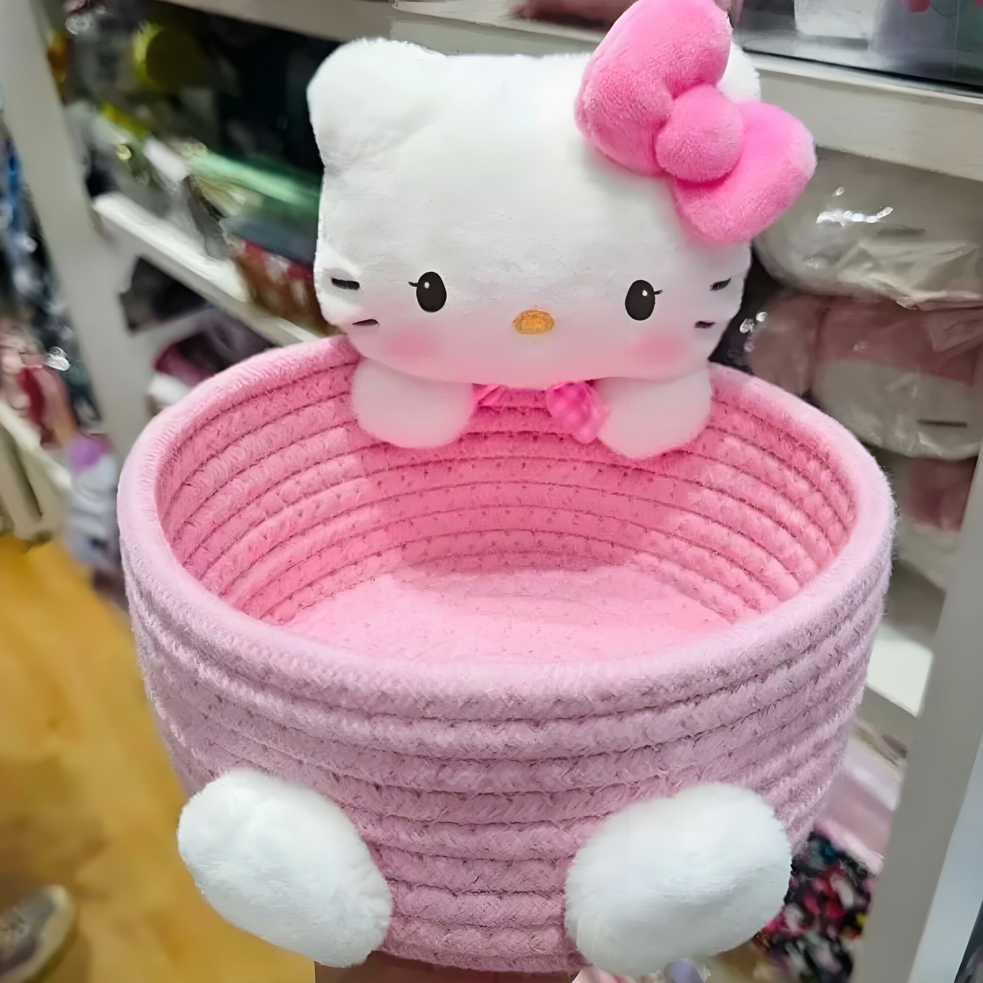 Корзина для хранения MINISO Hello Kitty. Розовое, ручной работы