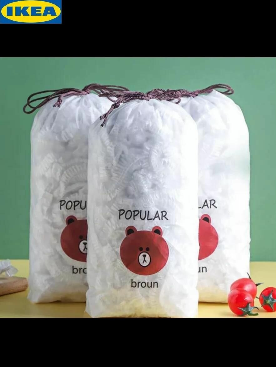 Полиэтиленовые пищевые пакеты для еды, шапочка для посуд 100