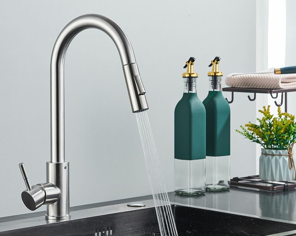 Смеситель для кухни , раковины из стали марки SUS304 с высоким изливом , AXELDORF