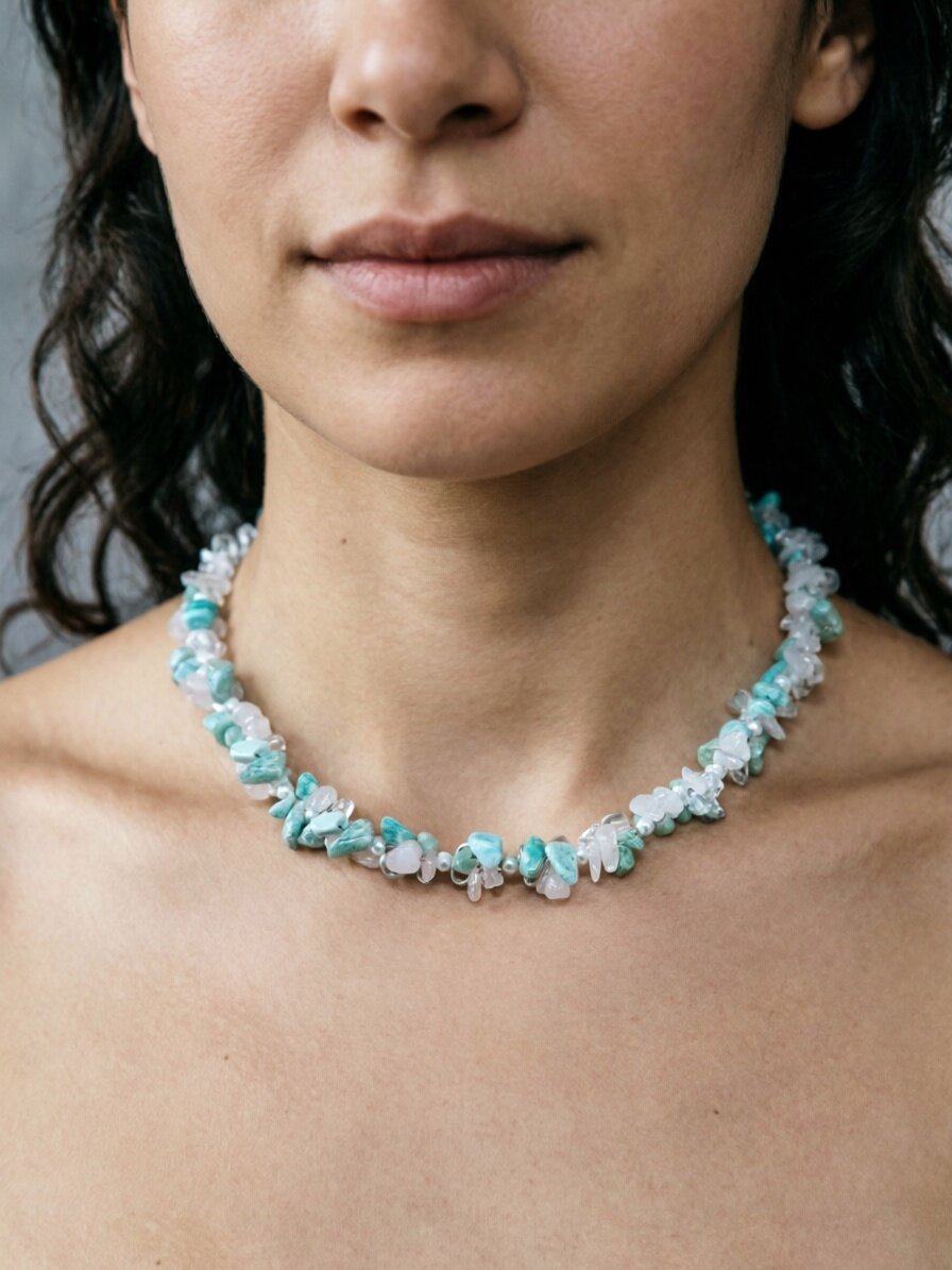Чокер ENJOY Украшения из камней, амазонит, горный хрусталь, розовый кварц