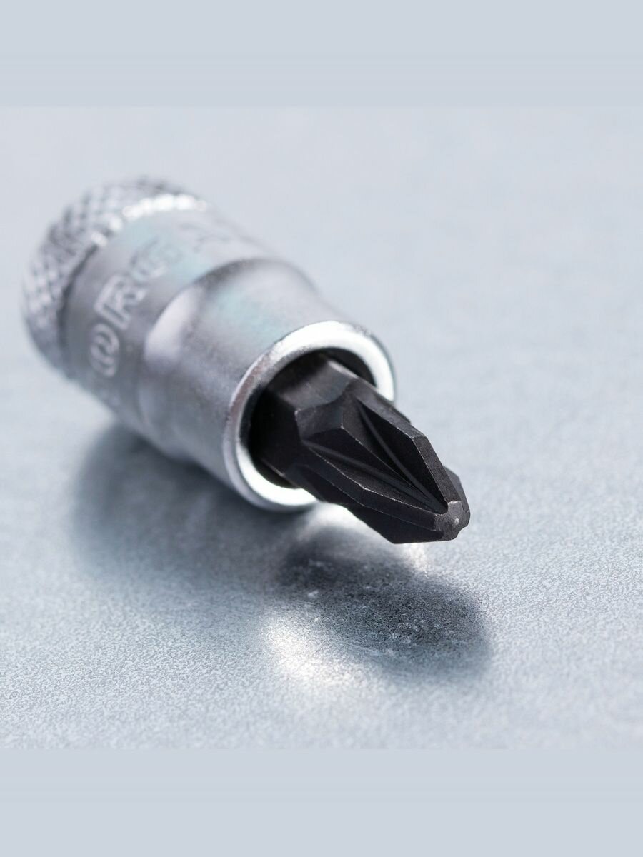 Головка с битой PZ1 NORGAU Industrial , квадрат 1/4" из стали CrV с шлифованной поверхностью