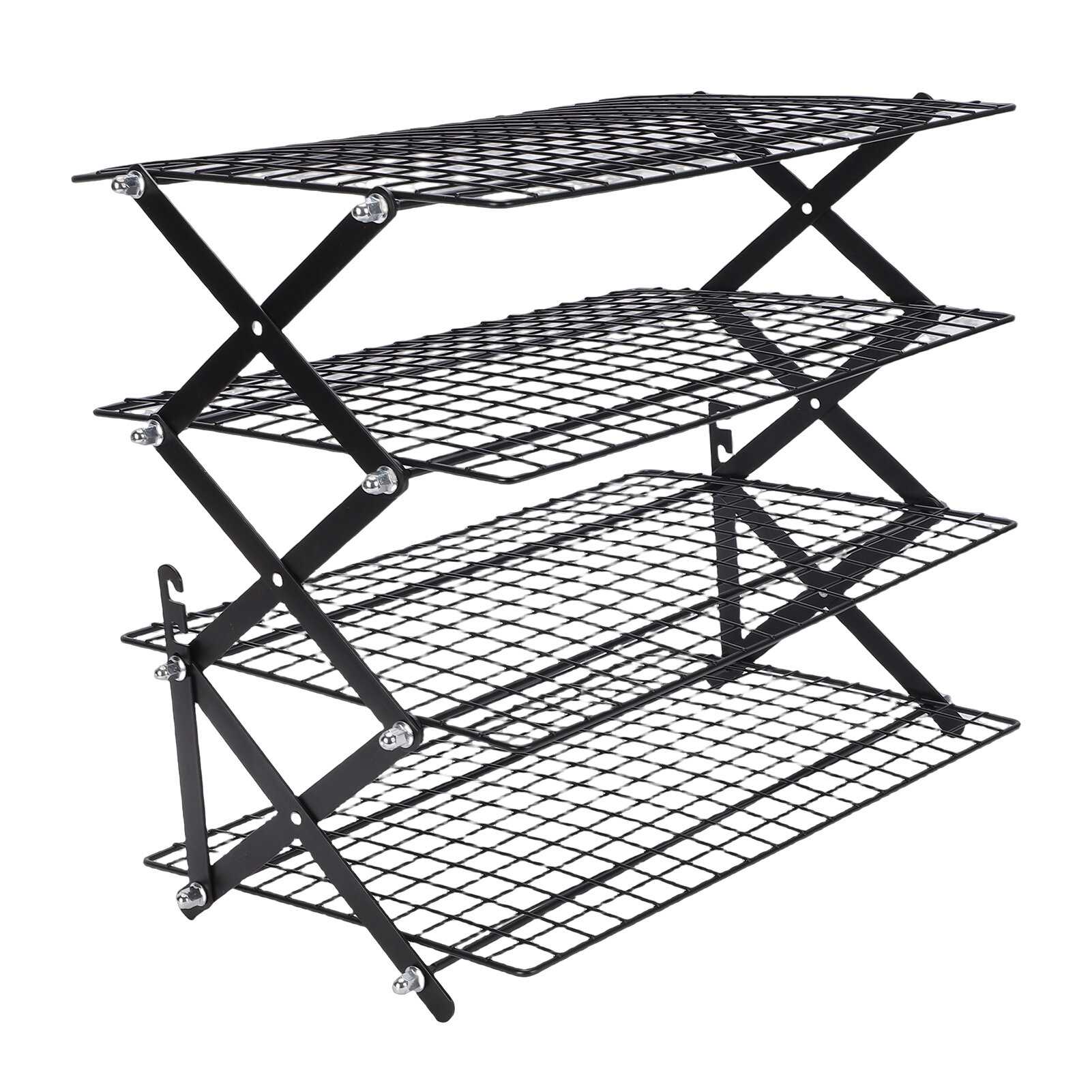 4-Ярусный Охлаждающий Стеллаж для Выпечки Железной Складной Проволоки Приготовления Сушильной Пиццы Торта Хлеба Печенья