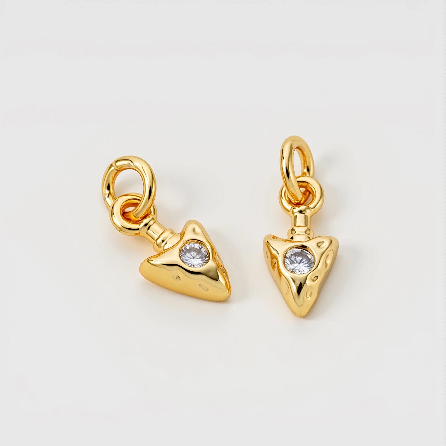 Подвески Pizza с кристаллом, 18k gold, 2 шт.