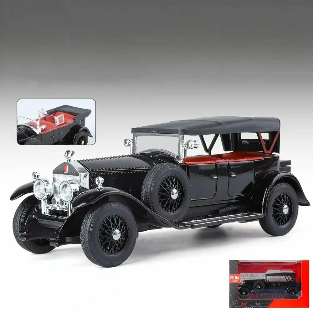 Коллекционирование автомобилей Роллс-Ройс Фантом I Кабриолет (1925-1931), Детские игрушечные модели автомобилей 1:24 Rolls Royce Phantom I 1925 Luxury classic retro, Модель сплава, Со звуком и светом