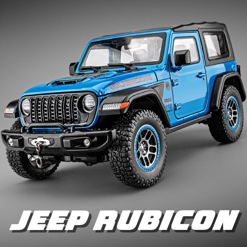 Крупномасштабная модель автомобиля 1:18 Jeep Wrangler Rubicon Герметичная версия , Детские игрушки для автомобилей, Модель из сплава, Со звуком и светом