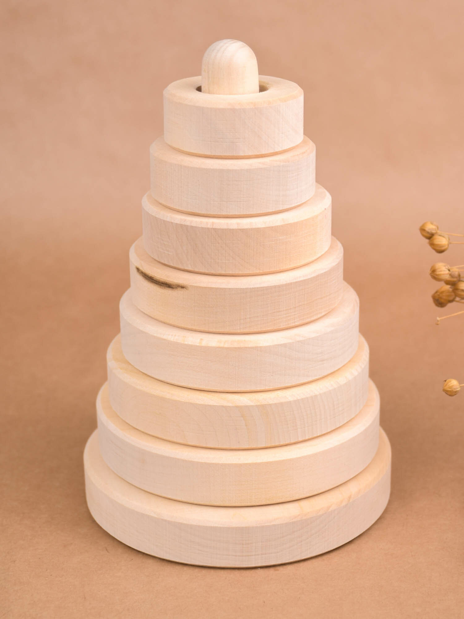 Пирамидка Детская Деревянная Большая Игрушка Неокрашенная