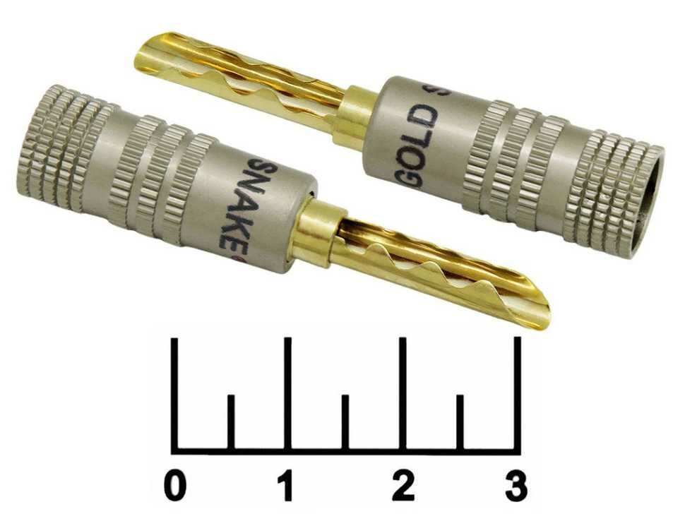 Клемма банан штекер gold металл черная (перо) SNAKE