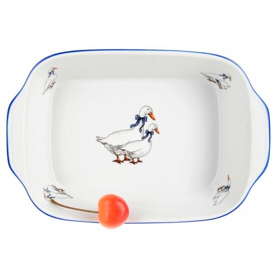 Форма для запекания Thun 1794 прямоугольная, декор "Гуси" жаропрочная, 21 см. (ЖАР0007)