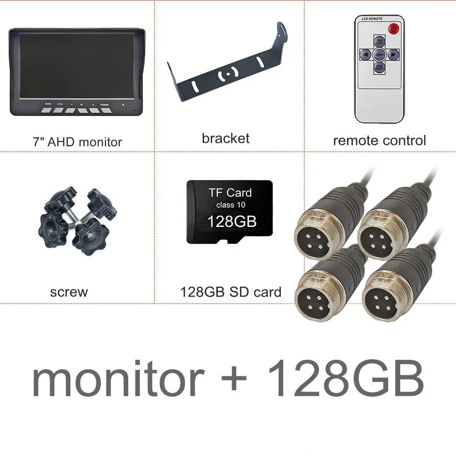 DIYSECUR 7-дюймовый AHD IPS DVR монитор с разделенным квадрэкраном для заднего monitor and 128GB