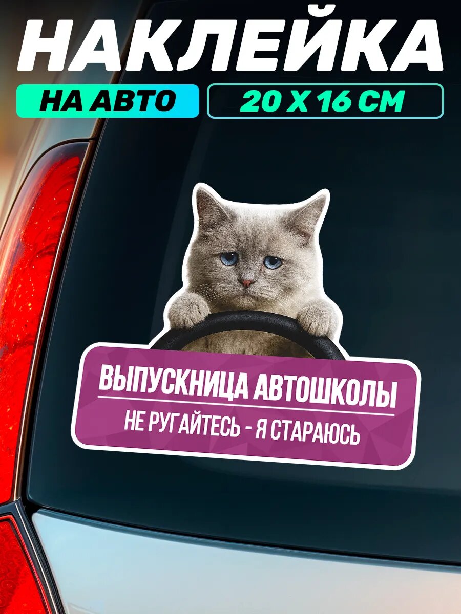 Наклейка на авто Начинающий водитель Выпускница автошколы