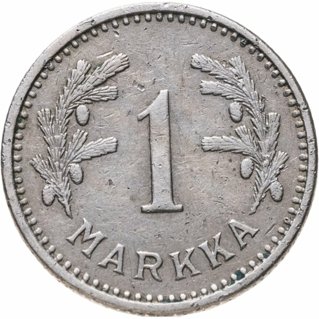 Финляндия 1 марка markka 1933 S, Мельхиор медь-никель, в сохранности VF-XF