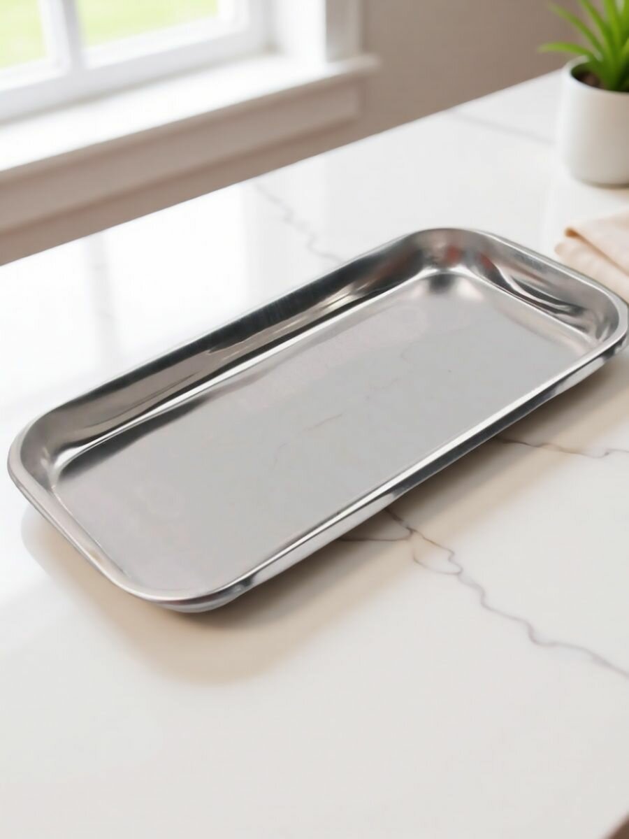 Поднос для подачи и сервировки металлический, нержавеющая сталь, размер 23 см х 12 см