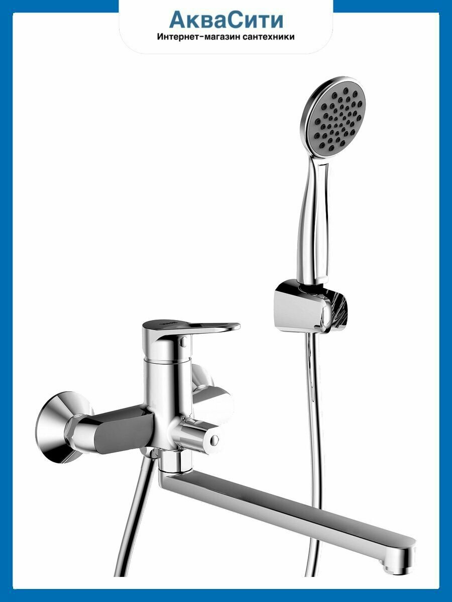 Смеситель для ванны c длинным изливом с аксессуарами Bravat Eco (F6111147C-LB)