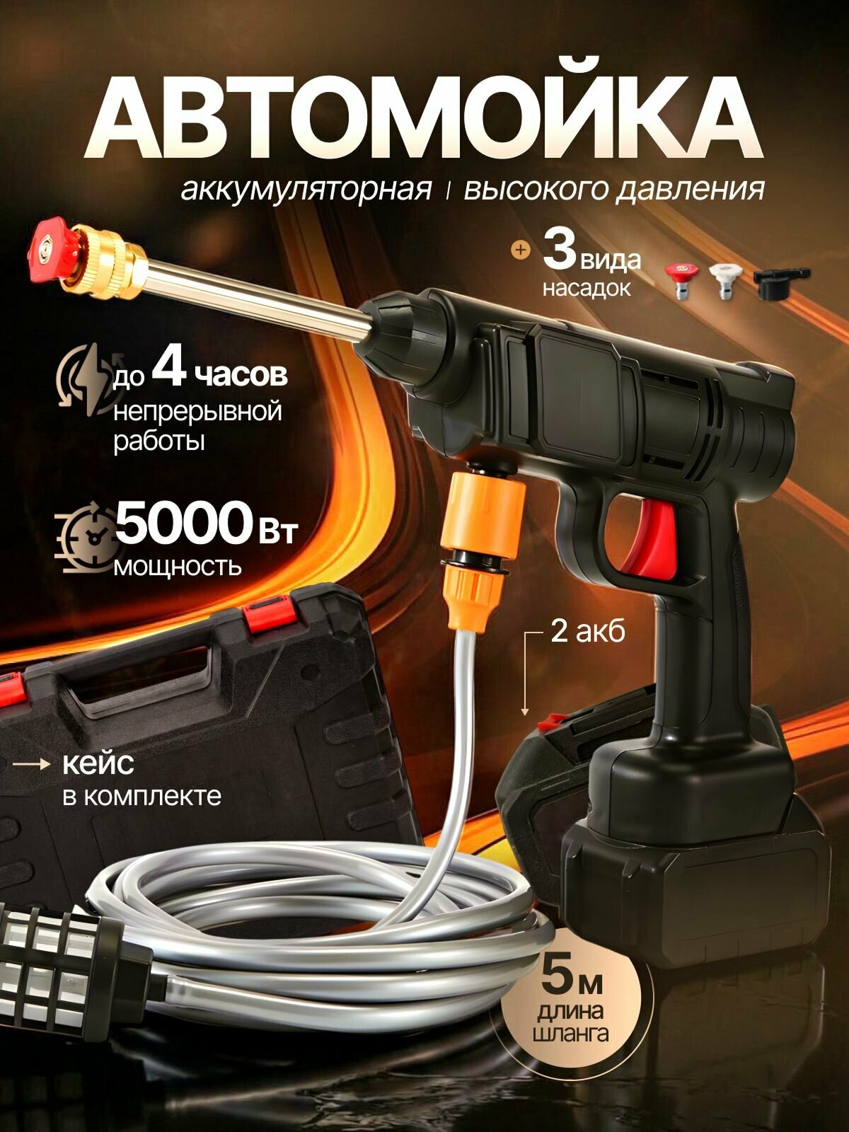 Мойка высокого давления _ Аккумуляторная минимойка беспроводная для автомобиля и дачи_ Садовый опрыскиватель